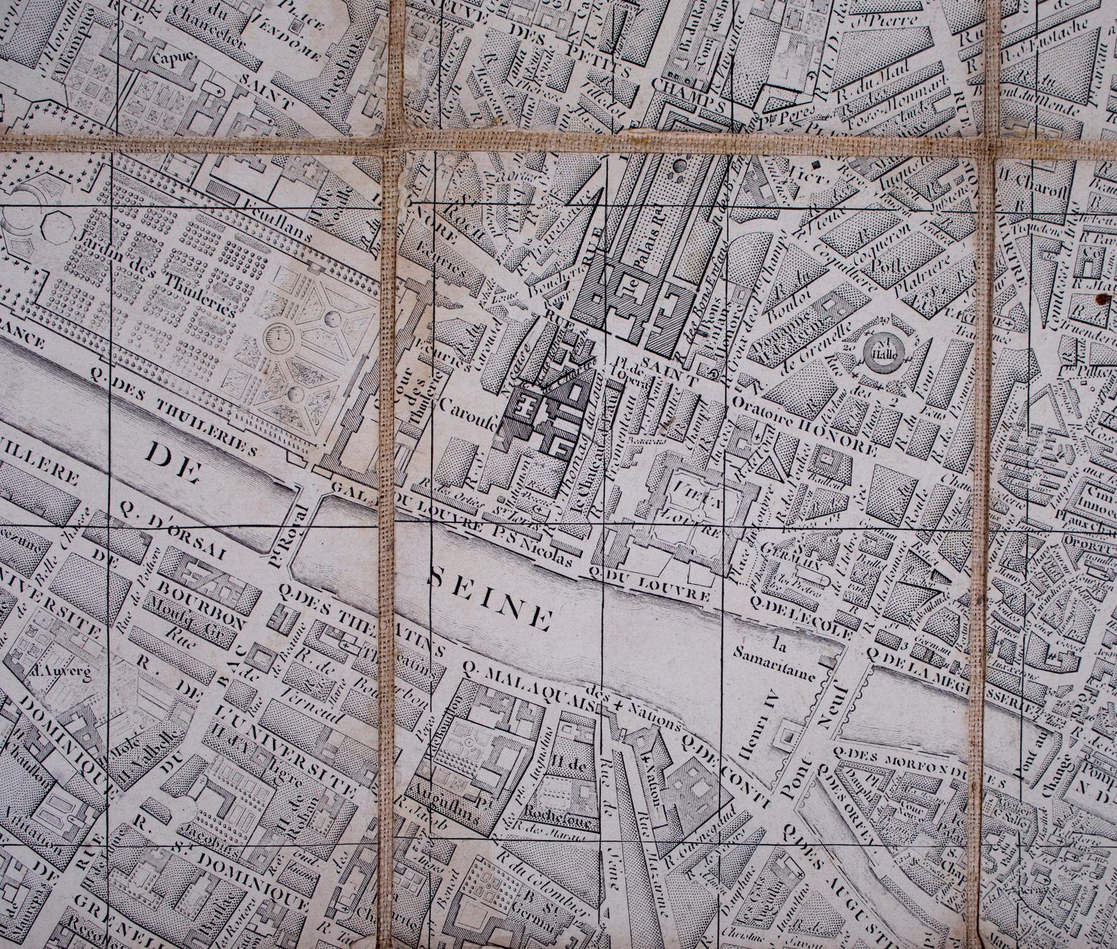Large French Map of Paris Plan Routier De La Ville Et Faubourg 1785 ...