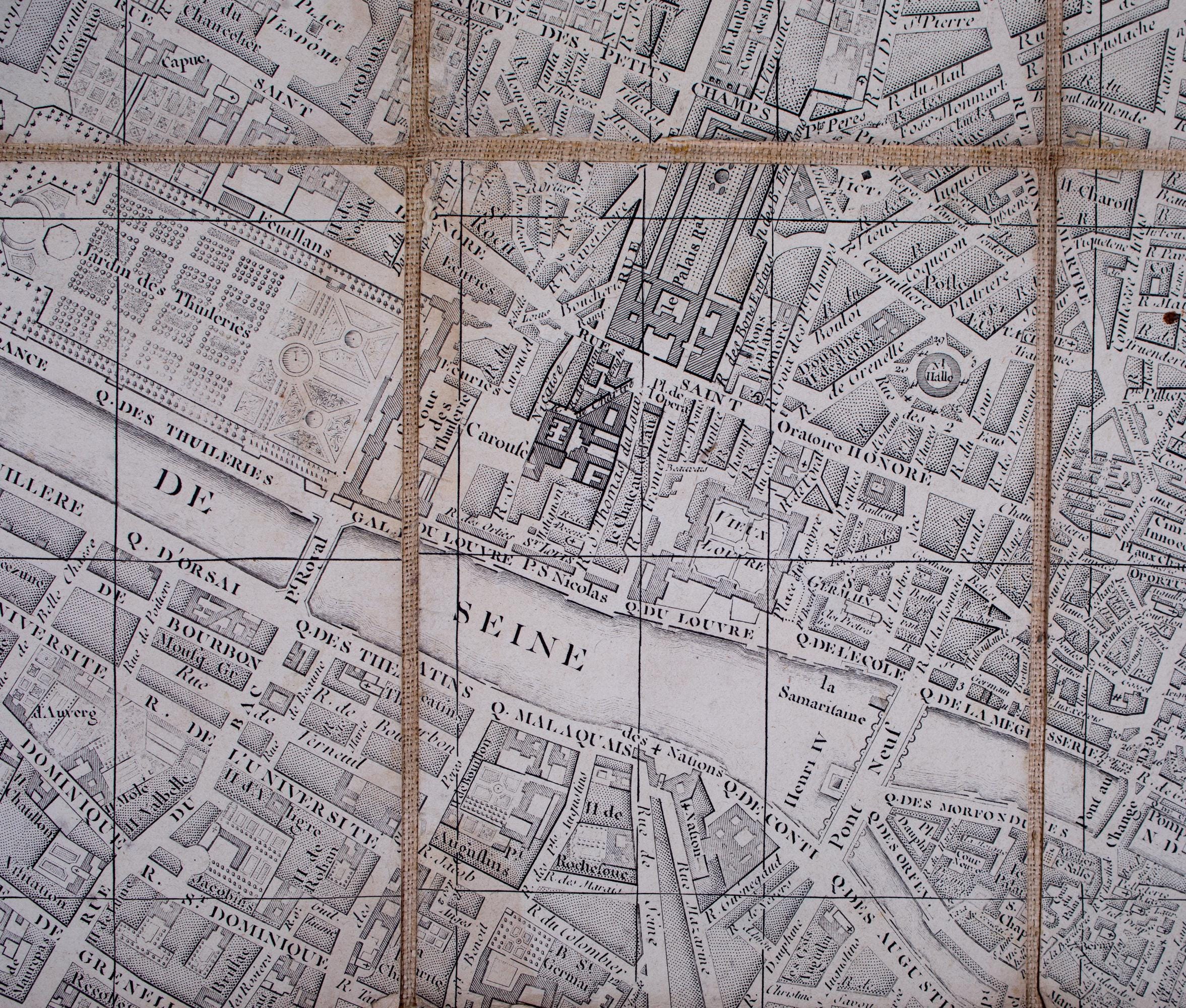 Large French Map of Paris Plan Routier De La Ville Et Faubourg 1785 ...