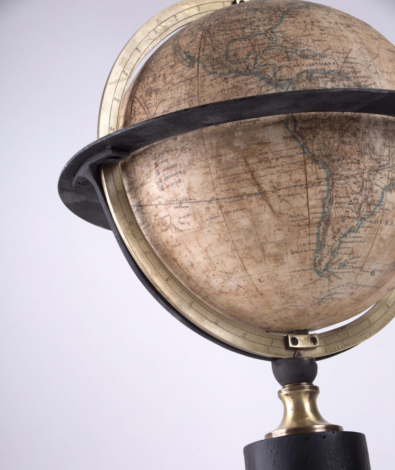 1844 Charles Dien 10" FRENCH Terrestrial Globe Antique Brass Meridian ...