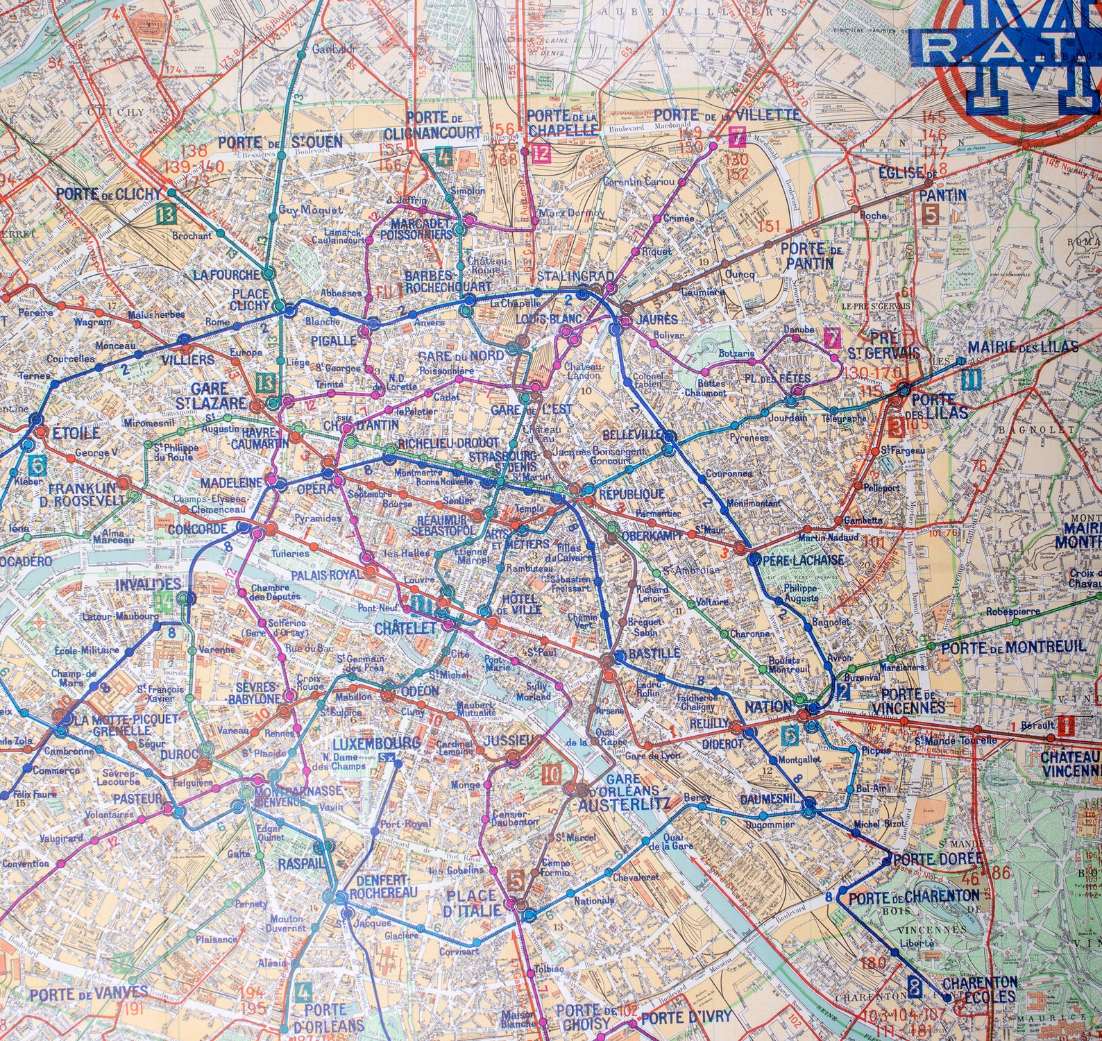 Large Paris Subway Map With Numbered Lines 1953 Tarride - Etsy