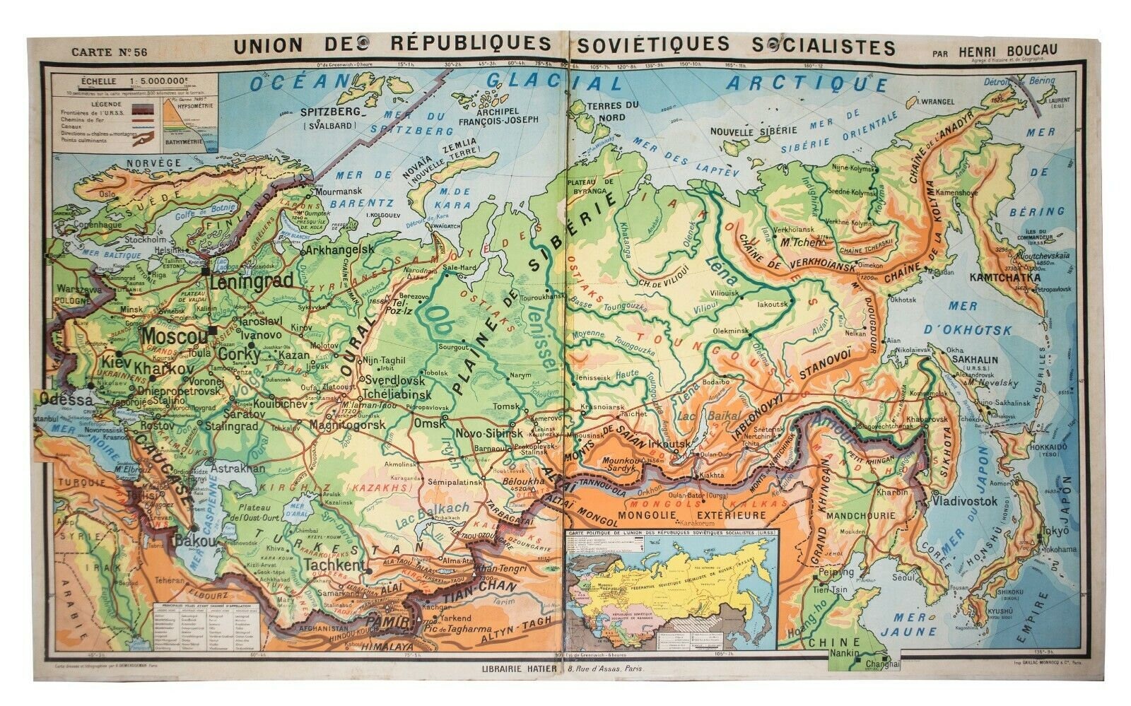 Large French Map of the USSR /URSS 1970 School Aid Soviet Union - Etsy