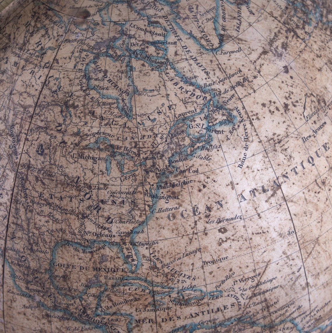 1844 Charles Dien 10" FRENCH Terrestrial Globe Antique Brass Meridian ...