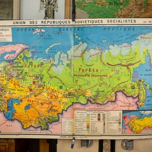 Large French Map of the USSR /URSS 1970 School Aid Soviet Union - Etsy