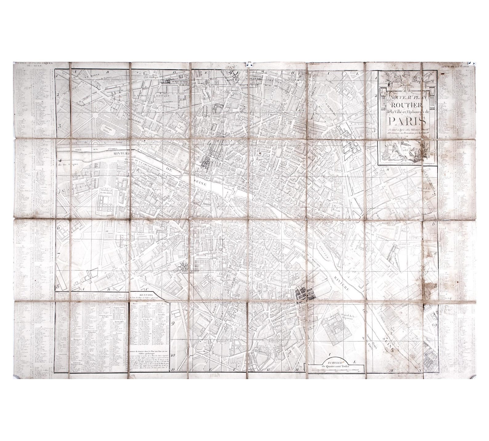 Large French Map of Paris Plan Routier De La Ville Et Faubourg 1785 ...