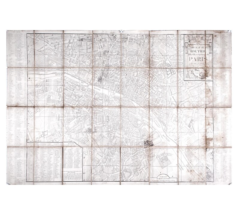 Large French Map of Paris Plan Routier De La Ville Et Faubourg 1785 ...