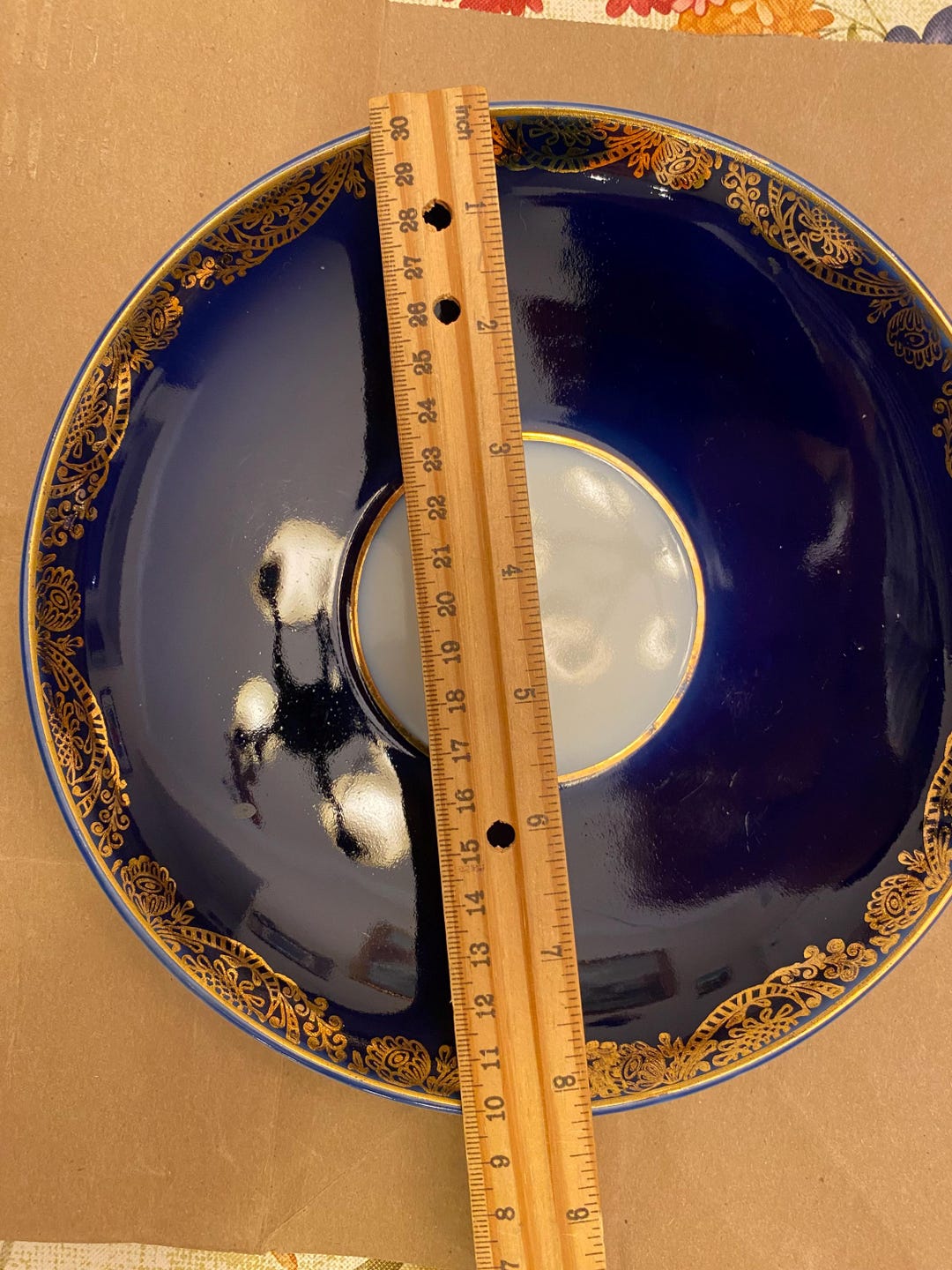 Vintage Lomonosov Serving Dish. Porcelain Cobalt Blue and 24K Gold. 8 ...
