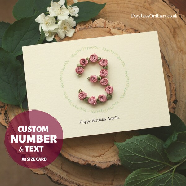 Personalised 3rd Birthday Card Granddaughter Pink Etsy Uk