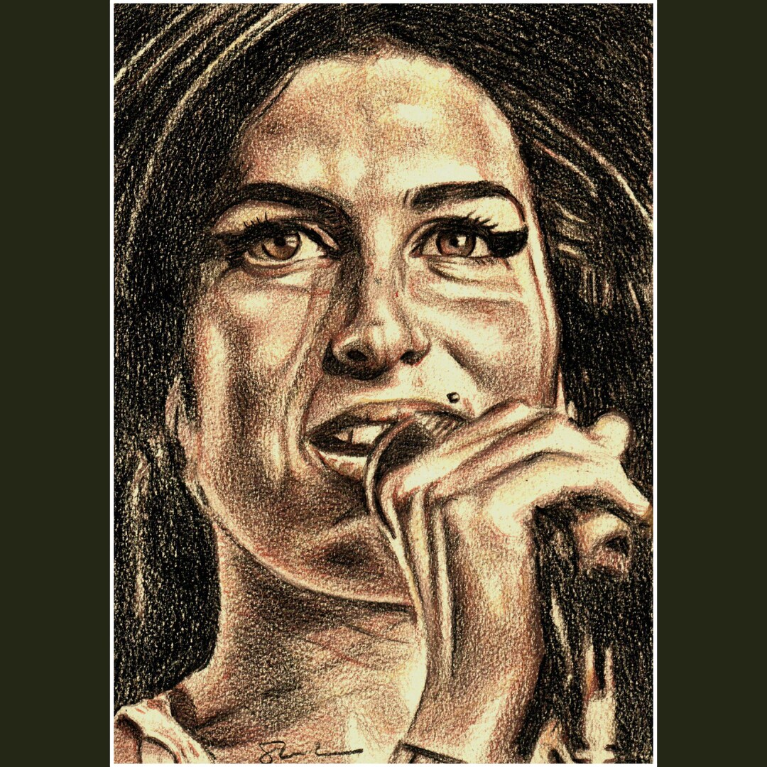 A4 Original Coloured Pencil Drawing of Amy Winehouse - Etsy