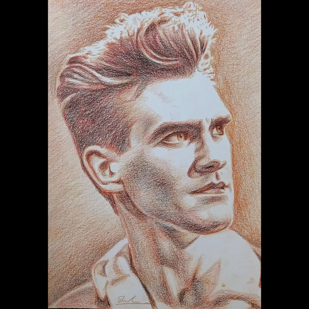 A4 Original Coloured Pencil Drawing of Morrissey (the Smiths) in Sepia ...