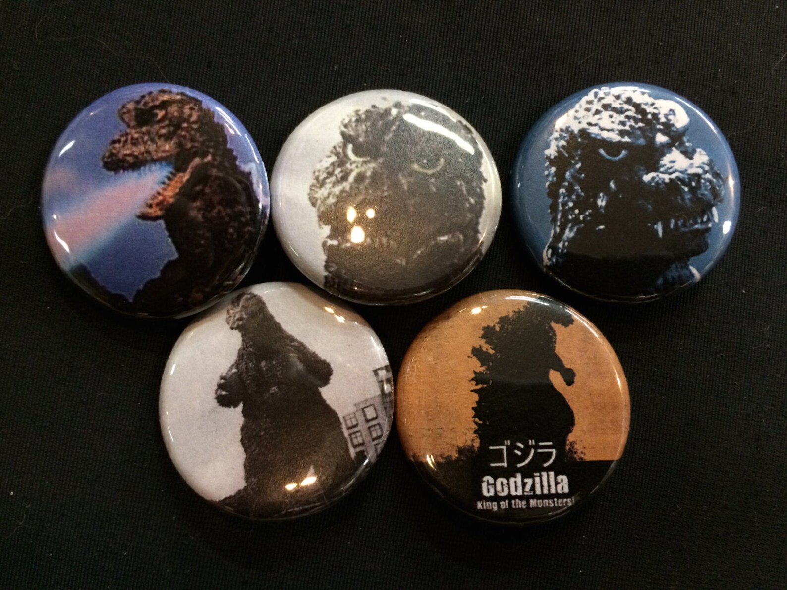 GODZILLA Button, Pin, Badge Set Japan Japanamation Todai Mothra Gamera ...