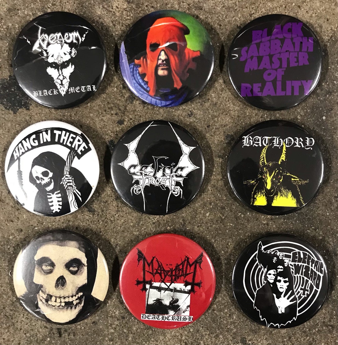 001-225 METAL 2.25 " BIG (round) Button, Pin, Badge Death Black Grind ...