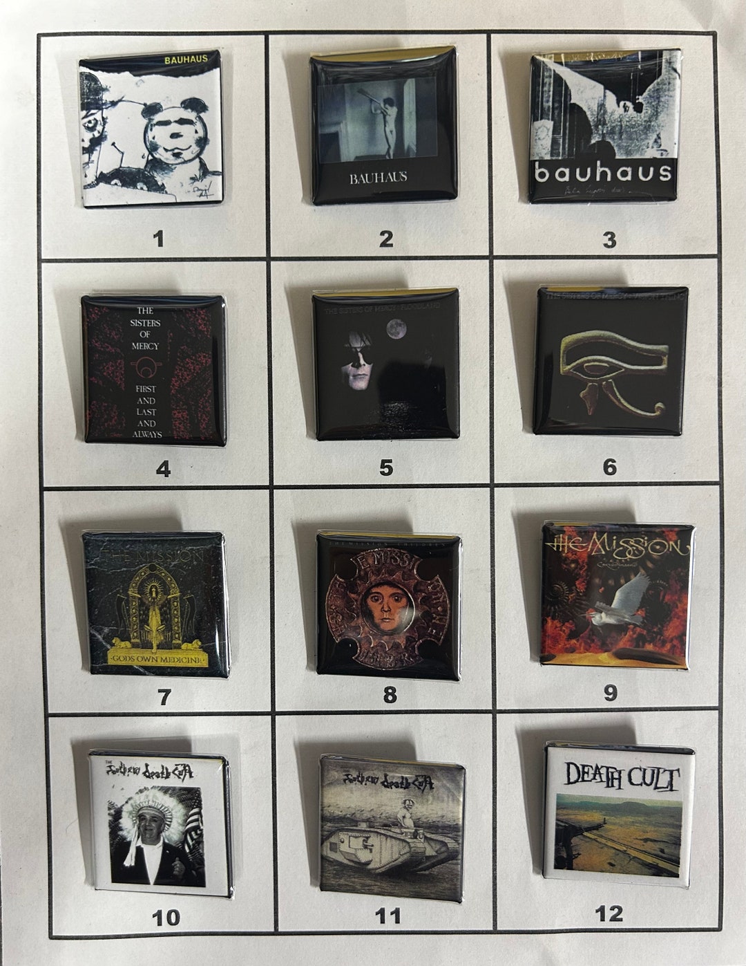 1.5" Gothic2024-001 Square Buttons Heavy Death Thrash Grind Punk Crust ...