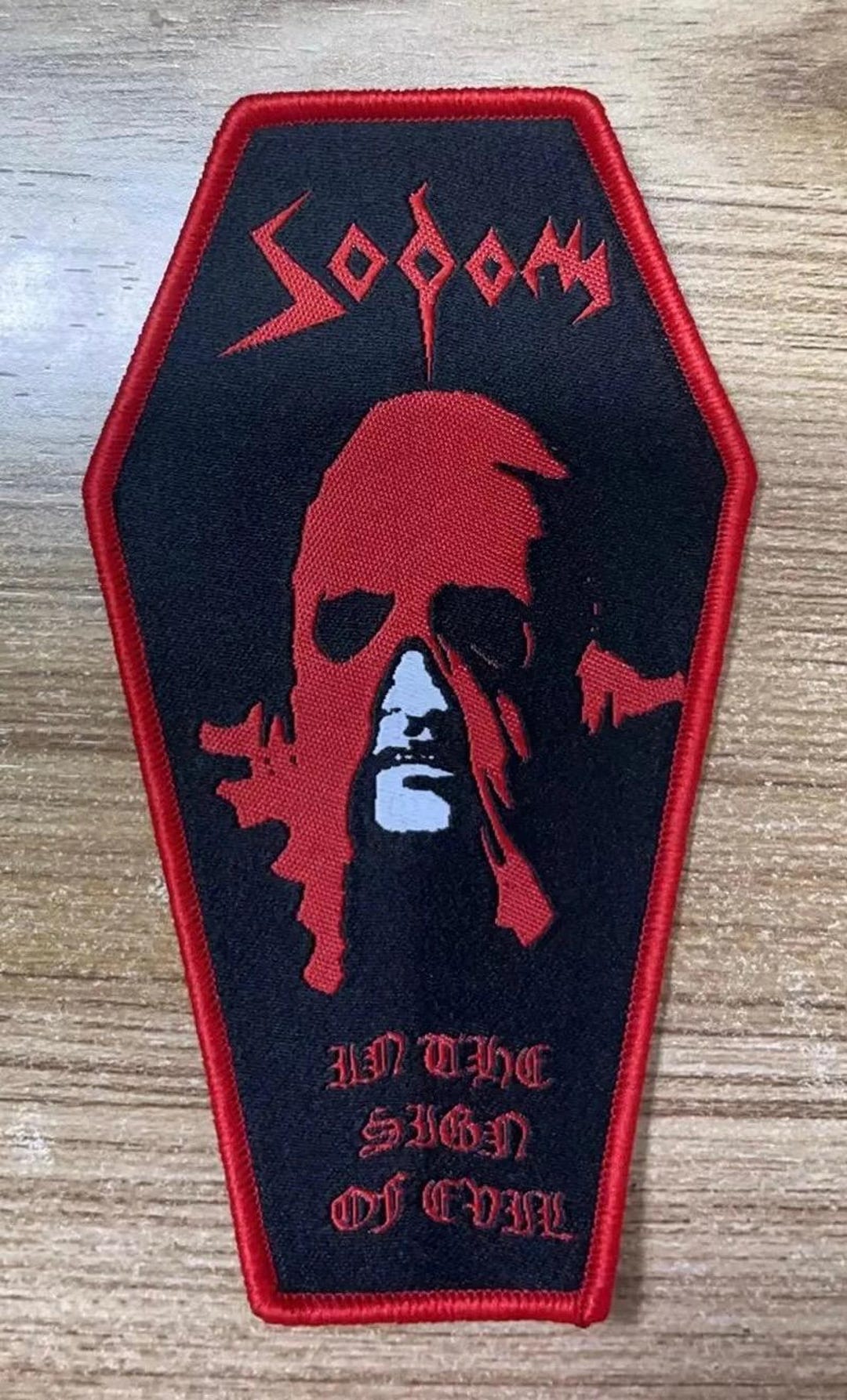SODOM Hood Coffin Shaped Woven Patch Heavy Metal Death Black Thrash ...