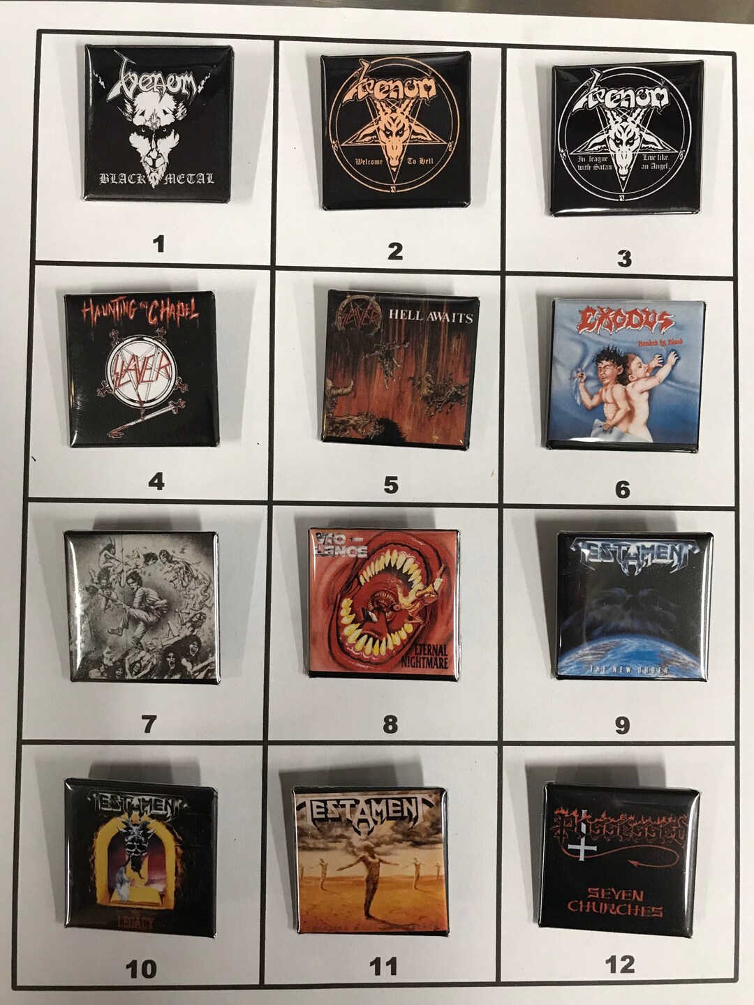 001 SPEED METAL 1.5" Square Buttons Heavy Death Thrash Grind Punk Crust ...