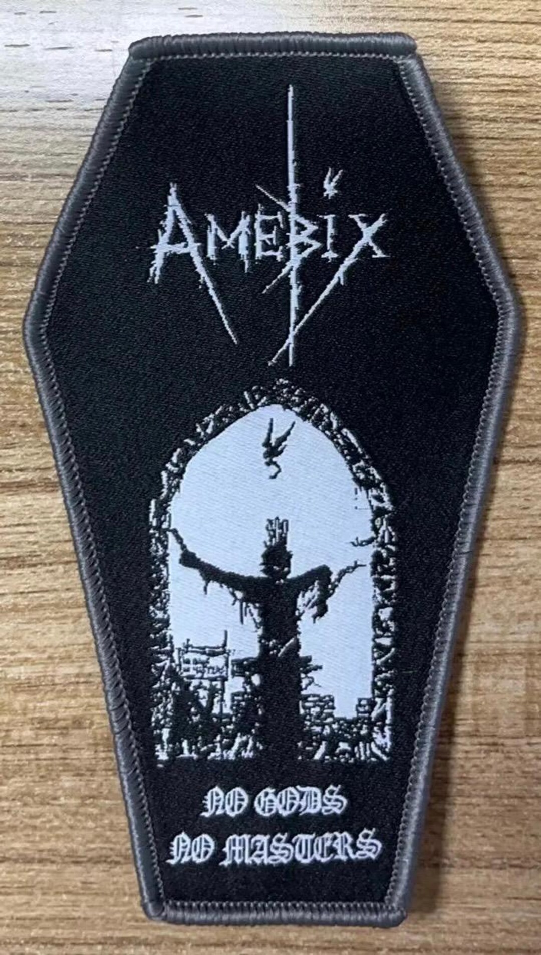 Amebix No Gods Masters Coffin Shaped Woven Patch Heavy Metal Death ...