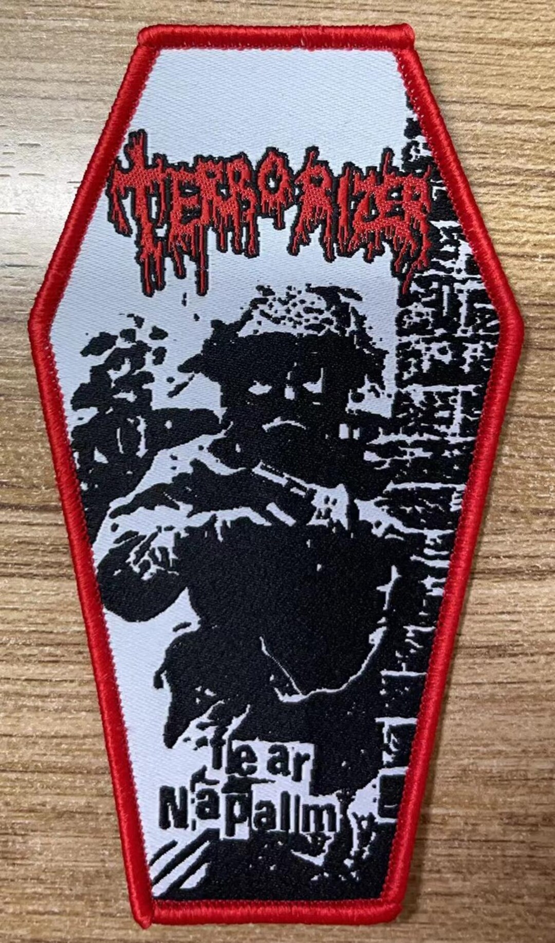 Terrorizer Coffin Shaped Woven Patch Heavy Metal Death Black Thrash ...