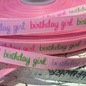 3 Yards 3/8 BIRTHDAY GIRL on Pink Grosgrain Ribbon - Etsy