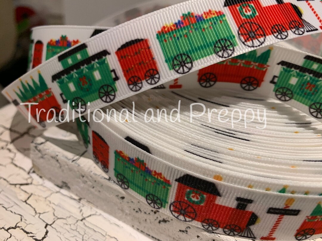 3 Yards 7/8 Christmas Boy Train Trains Grosgrain Ribbon - Etsy