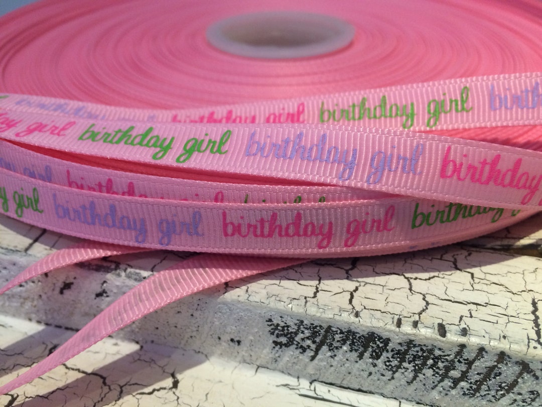 3 Yards 3/8 BIRTHDAY GIRL on Pink Grosgrain Ribbon - Etsy
