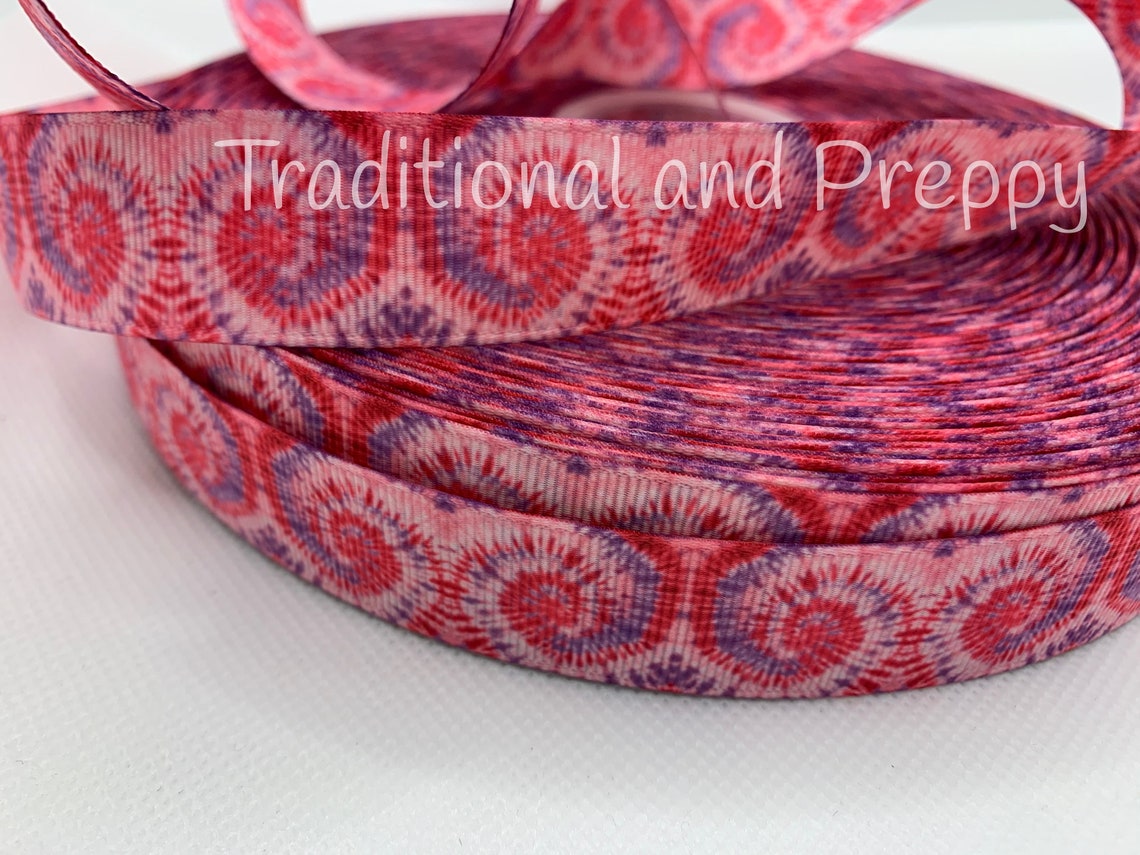 3 Yards USA Designer Tie Dye Pink Grosgrain Ribbon - Etsy