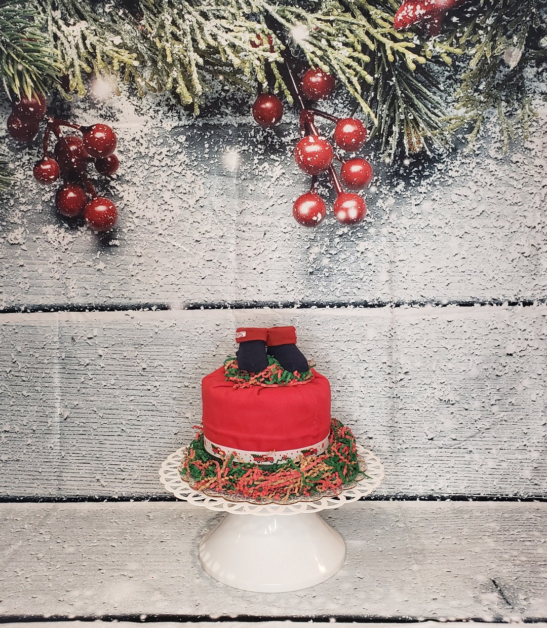 Christmas Tree and Trucks Bundt Diaper Cake and Shower Centerpiece ...