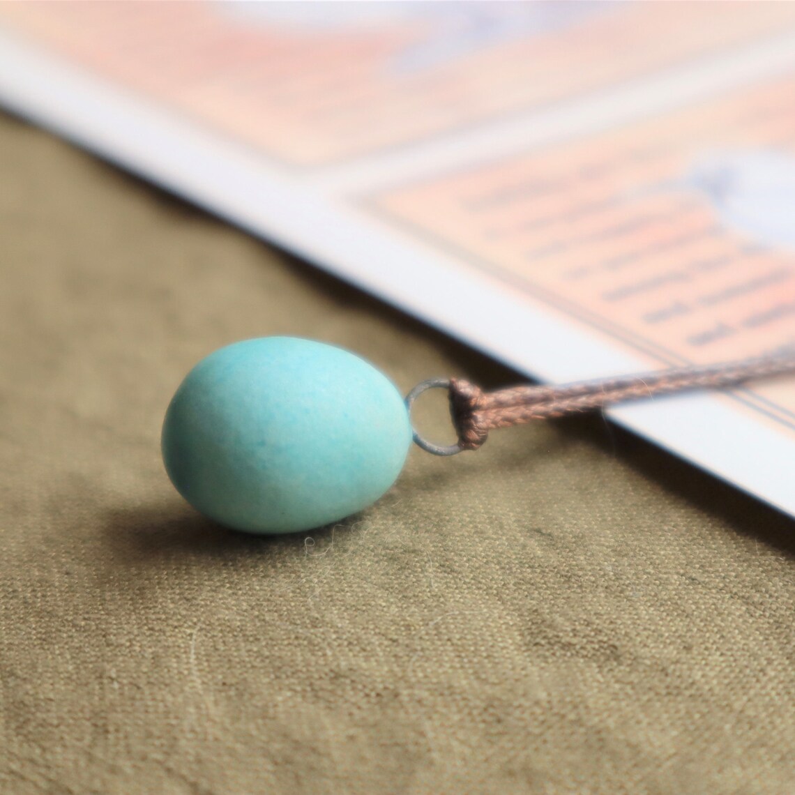 Pottery Robin Egg Pendant: Turquoise Blue Bird Lover Gift - Etsy