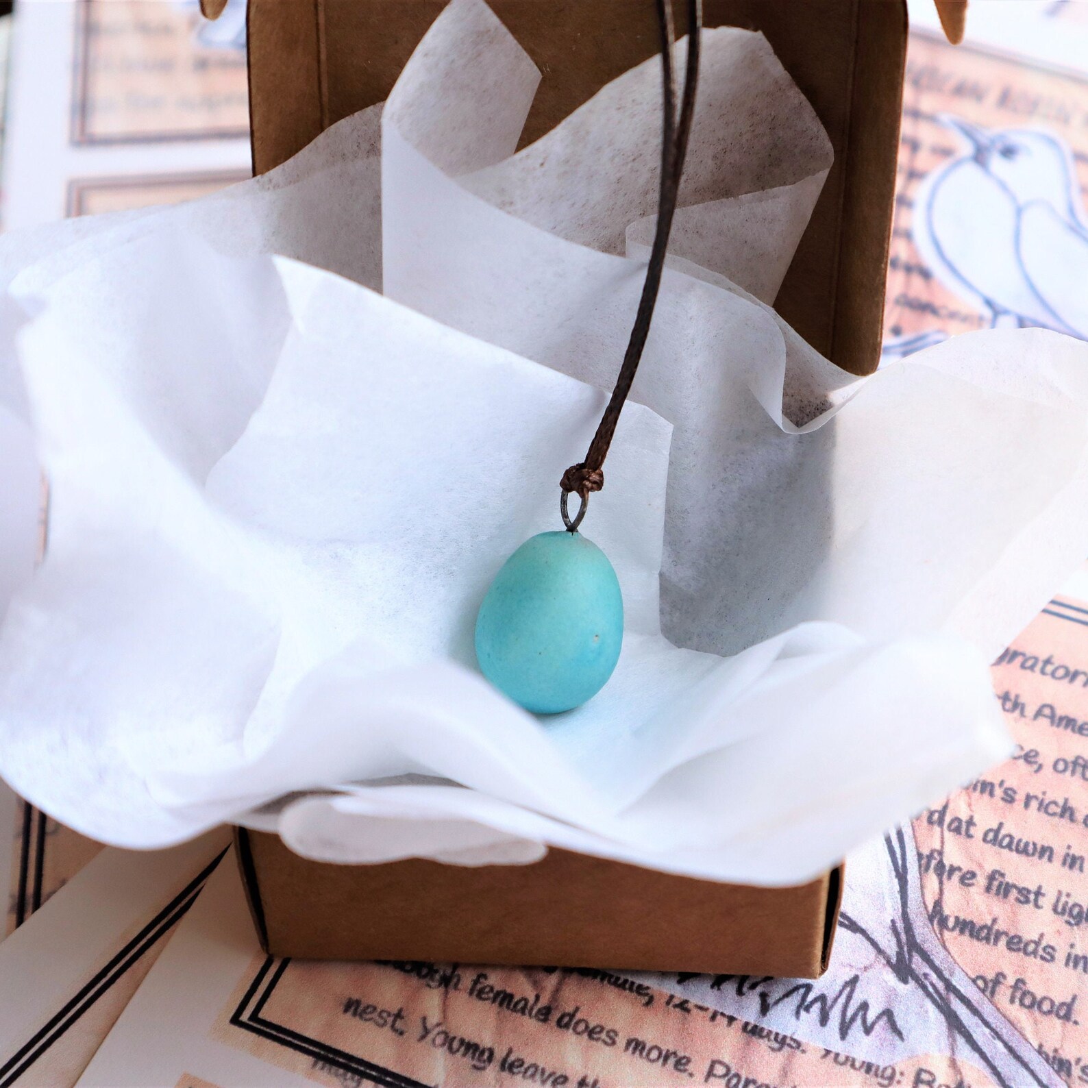 Pottery Robin Egg Pendant: Turquoise Blue Bird Lover Gift - Etsy