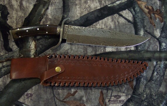 Custom Hand Made Ladder Pattern Damascus Steel Bowie Knife - Etsy