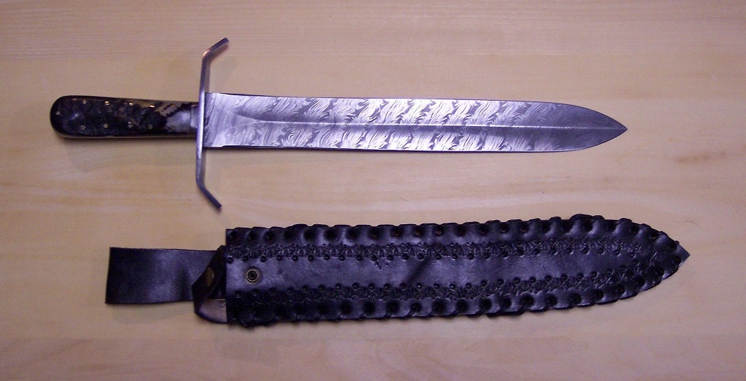 Custom Handmade Starfire Pattern Damascus Steel Short Sword With Heavy ...