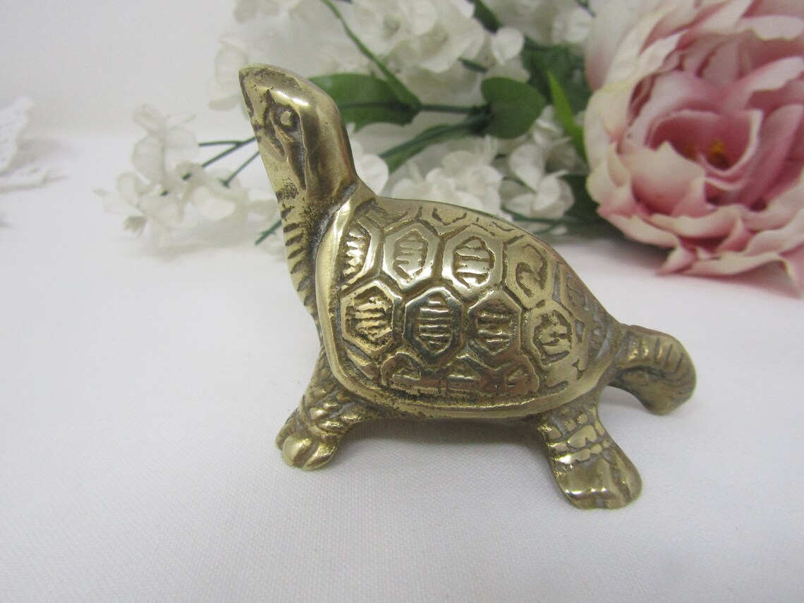Small Brass Tortoise Vintage Turtle Tortoise Figurine Retro - Etsy