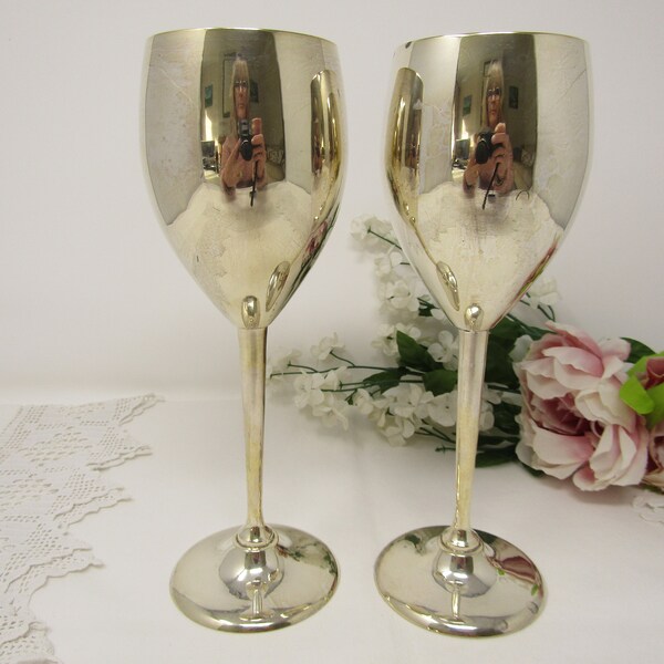 Silver Bride and Groom Wedding Goblets - Etsy