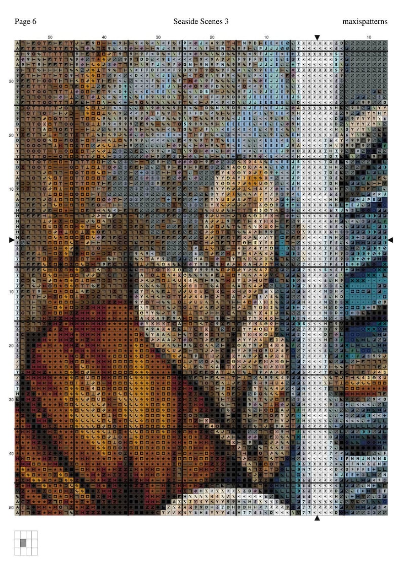 Seaside Scenes Cross Stitch Pattern: Ocean Waves and Shells Embroidery ...