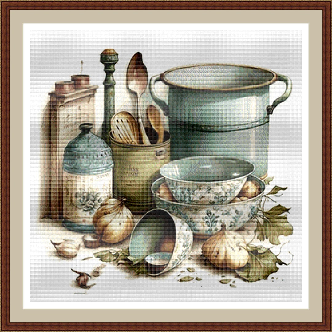 Kitchenware 1. Cross Stitch Pattern PDF, Hand Embroidery, Kitchen Decor ...