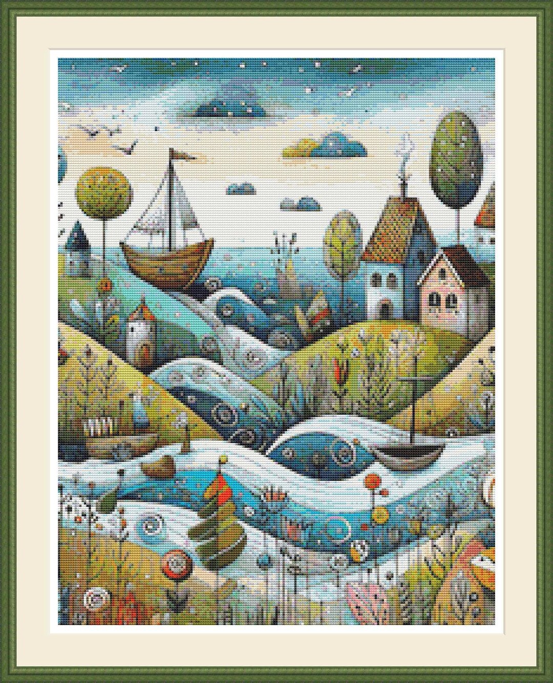 Whimsical Seascape Cross Stitch Pattern: Sea Landscape (PDF Pattern) - Etsy