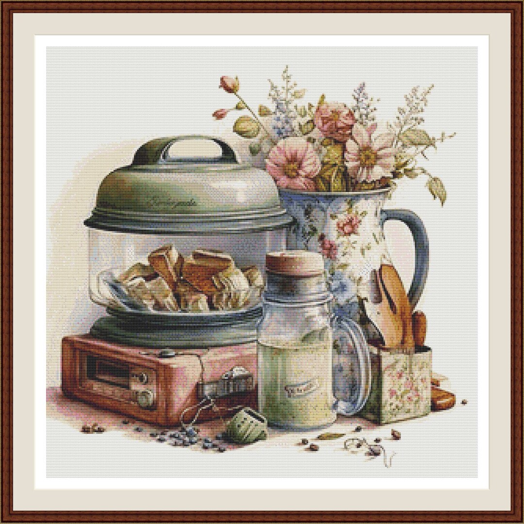 Kitchenware 2 Cross Stitch Pattern: Rustic Vintage Kitchen Decor PDF ...