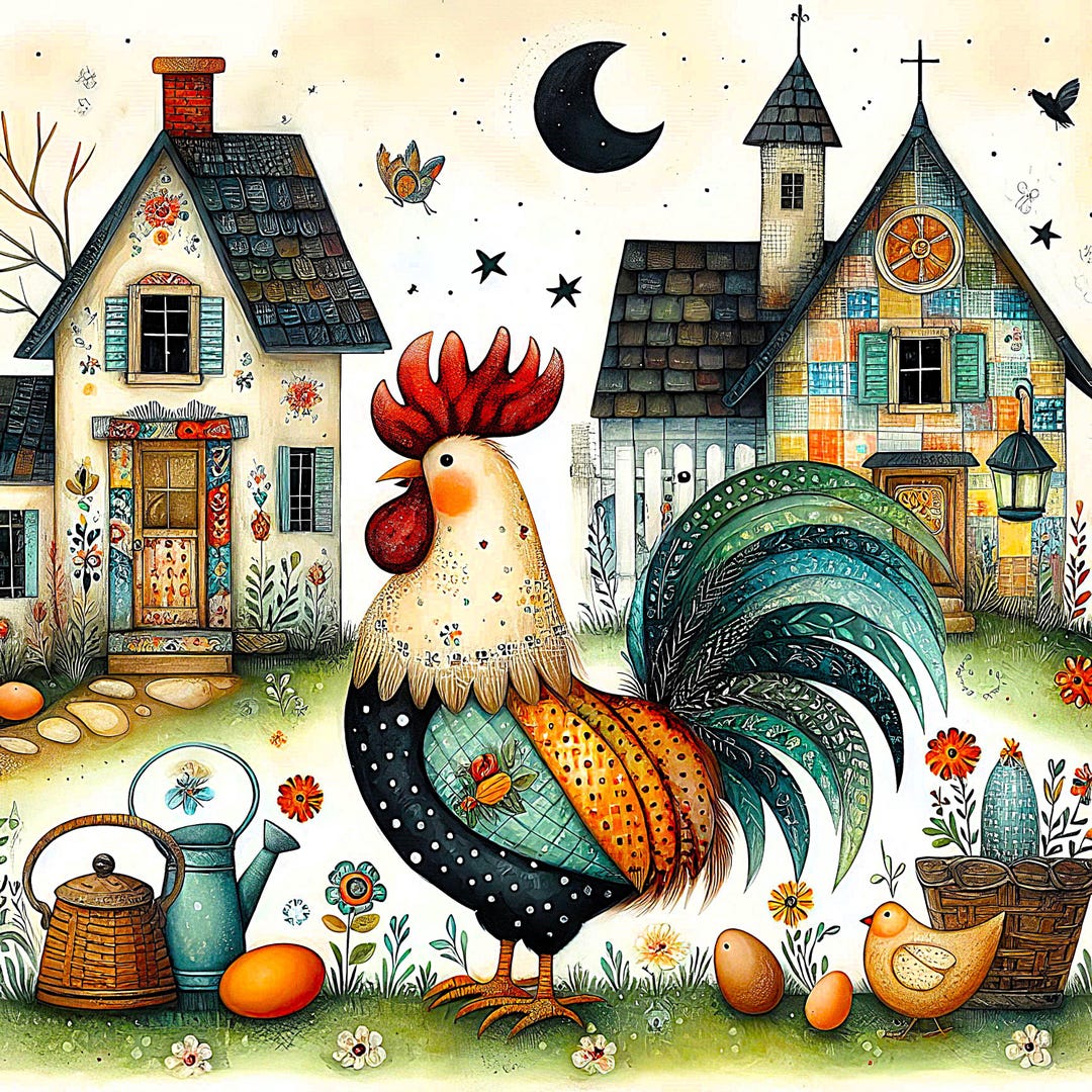 Calico Rooster 3. Cross Stitch Pattern, Counted Cross Stitch, PDF Cross ...