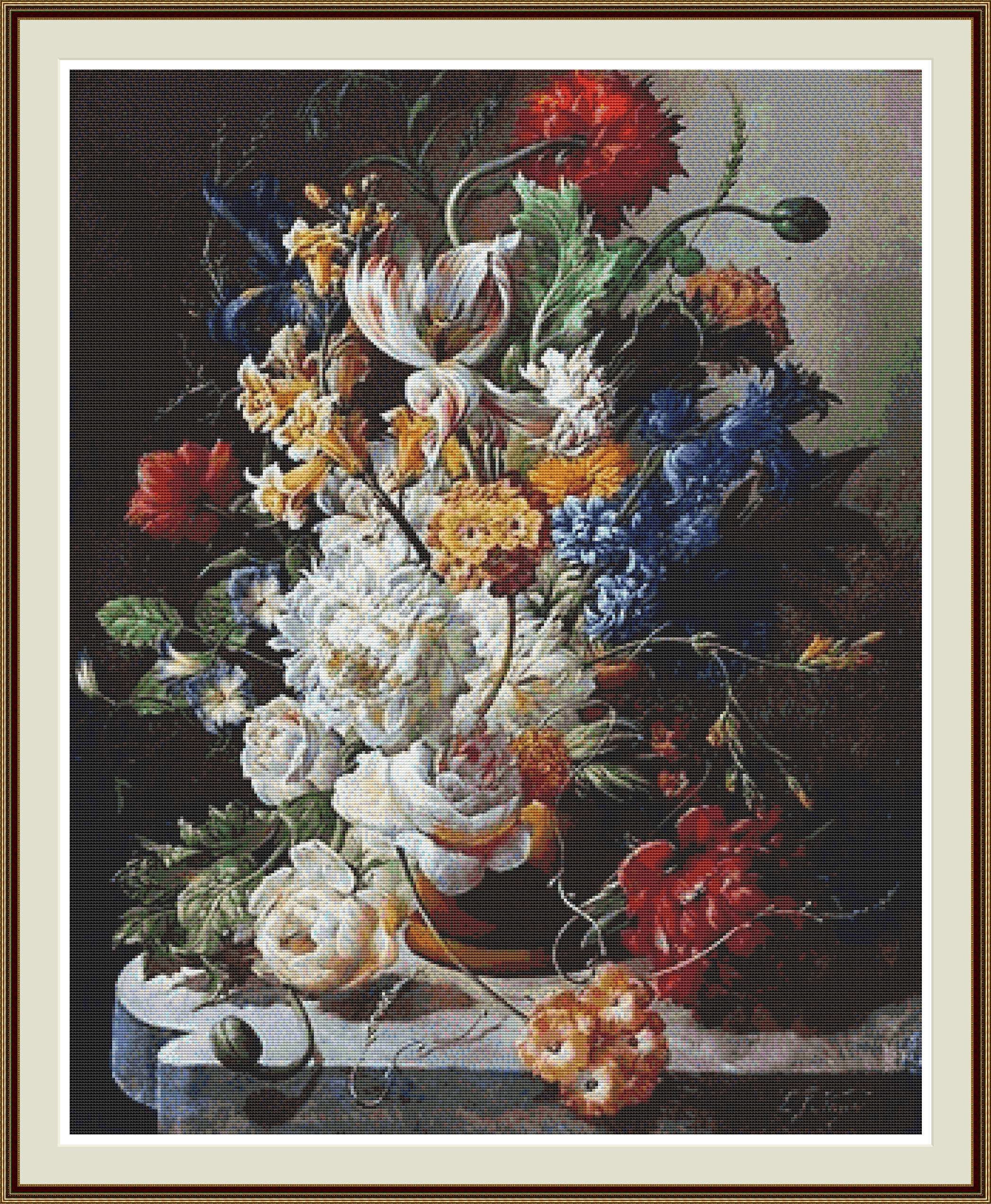 A Flower Still Life Cross Stitch Pattern Counted Cross - Etsy