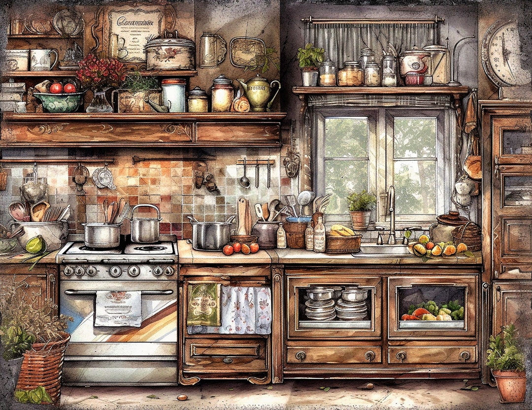 Old Kitchen 4, Cross Stitch Pattern, Counted Cross Stitch, Hand ...