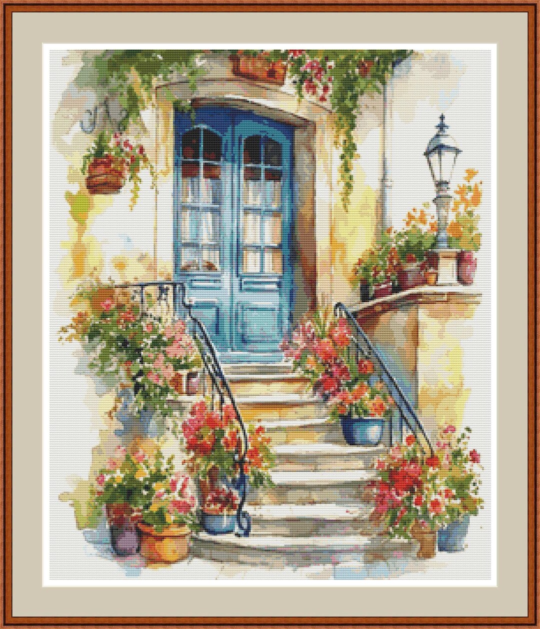 Front Porch 2 Cross Stitch Pattern : Cottage Entrance Embroidery PDF ...