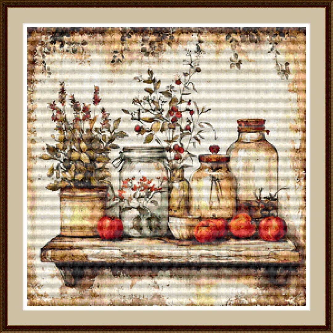 Old Kitchen Shelf 3. Counted Cross Stitch Pattern in PDF Format ...