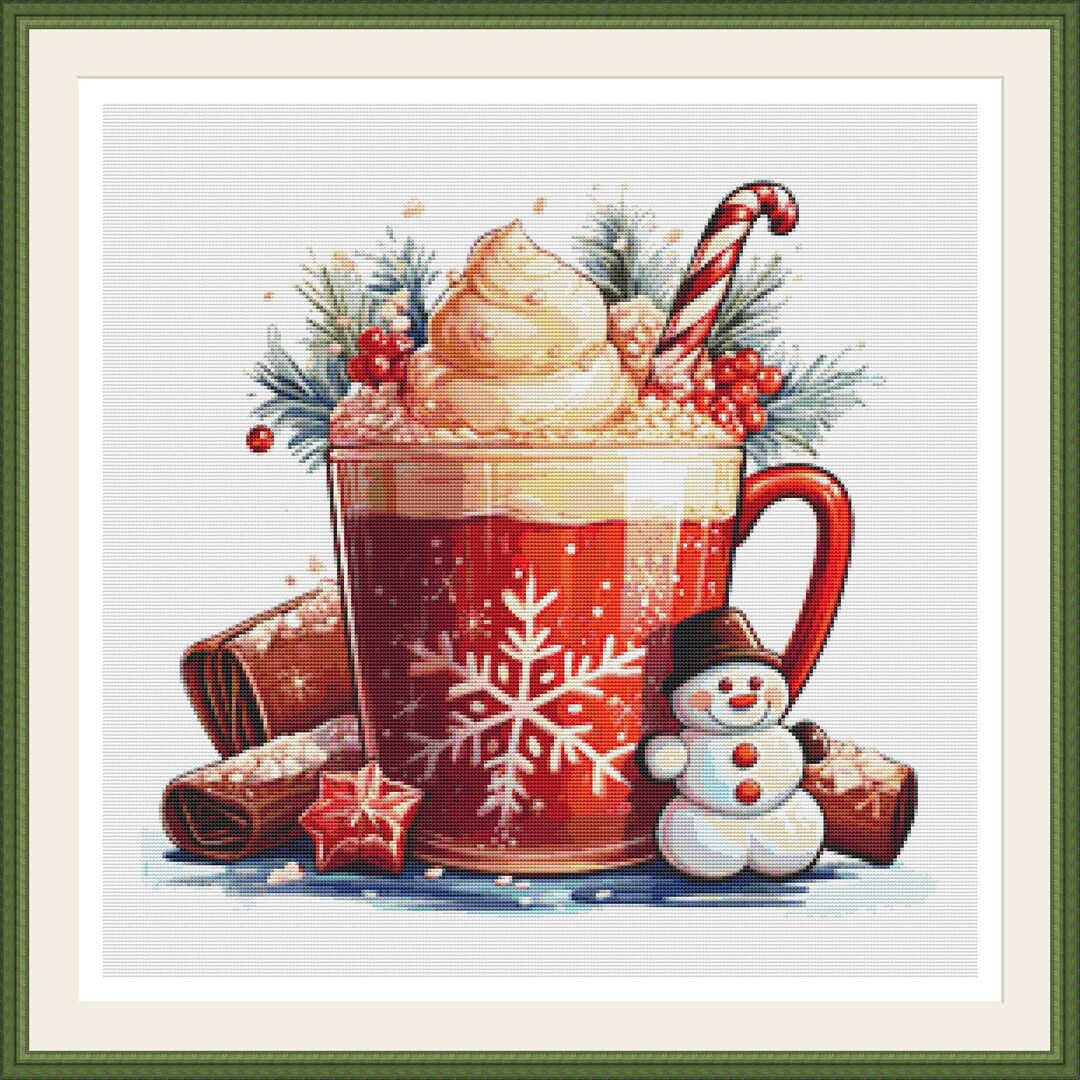 Christmas Cup 2 Cross Stitch Pattern: Festive Winter Hot Cocoa Mug PDF ...