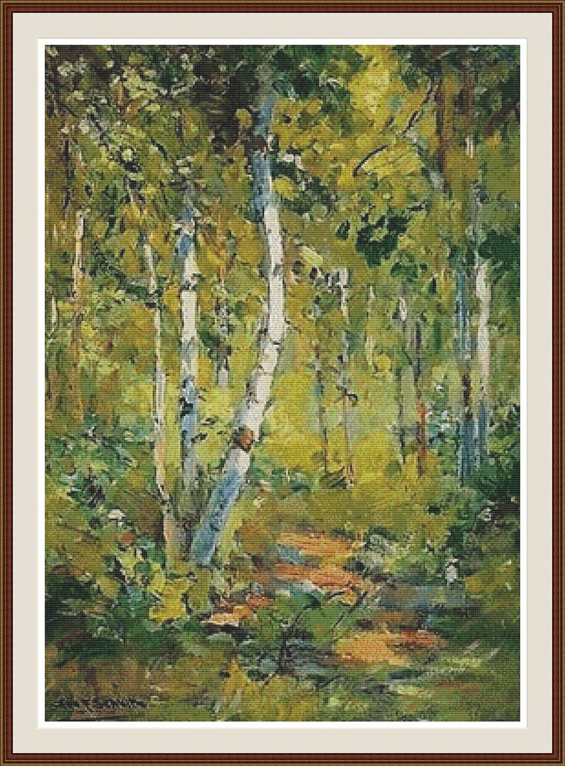 Landscape With Birch Trees Cross Stitch Pattern Counted - Etsy