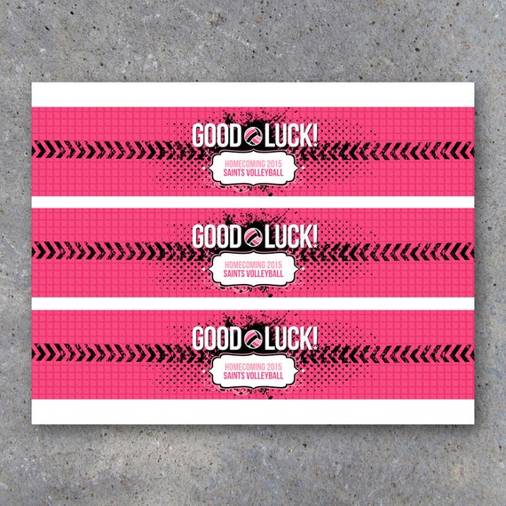 Volleyball GOOD LUCK Water Bottle Labels – Printable Personalized Drink ...