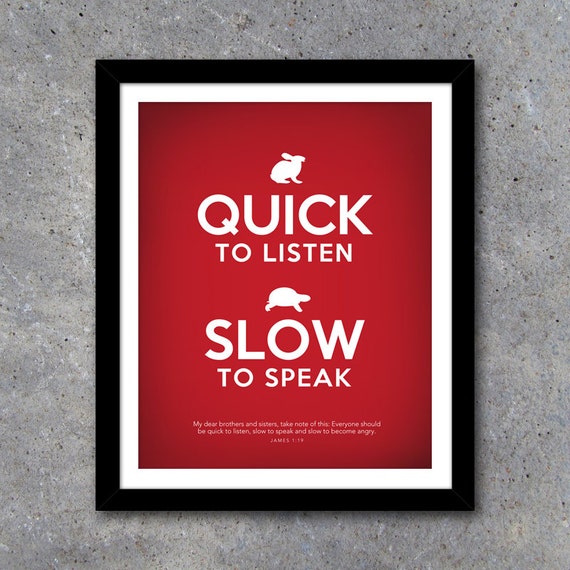 QUICK TO LISTEN Modern Wall Art – Printable Digital File – 8x10 ...