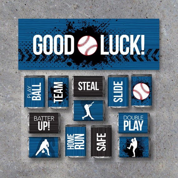 Baseball Mini Candy Bar Wrappers and Matching Treat Toppers featuring ...