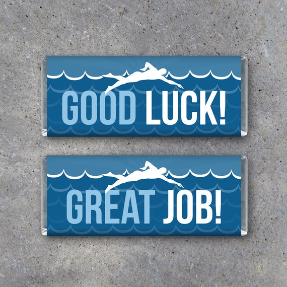 Swimming Candy Bar Wrappers featuring "Good Luck!" or "Great Job ...