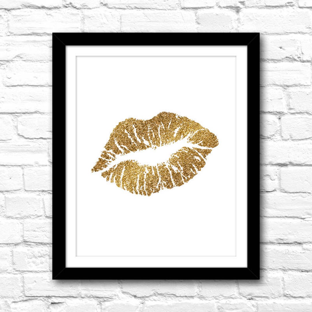 Printable Art Gold Glitter Lips Art Printable Instant Download Home ...