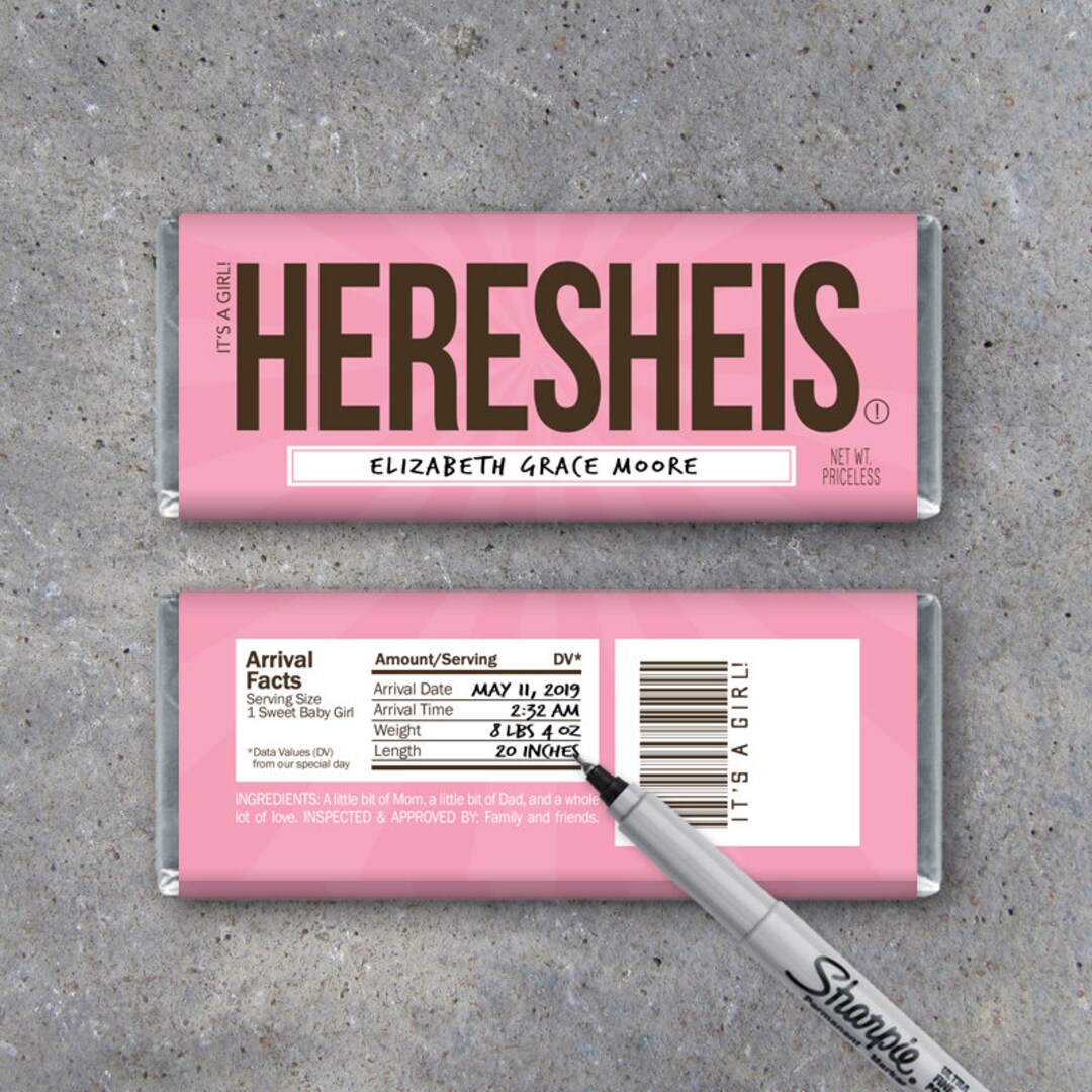 Baby Girl Birth Announcement Candy Bar Wrappers Printable HERESHEIS ...