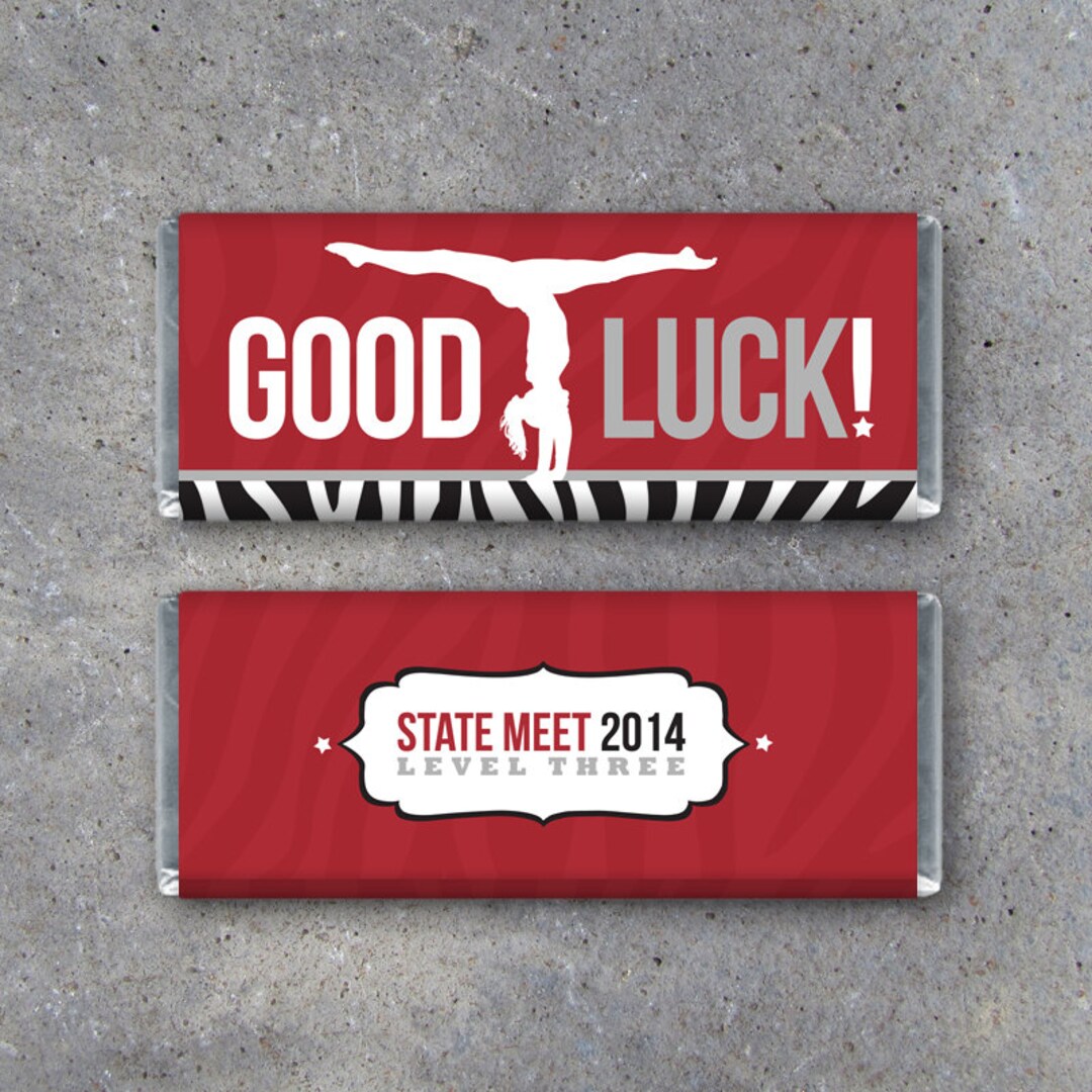 Gymnastics GOOD LUCK Candy Bar Wrapper Printable Personalized Hershey's ...