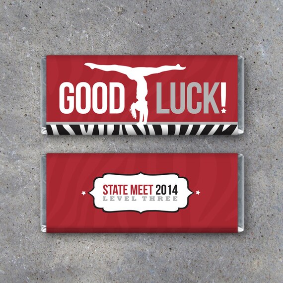 Gymnastics GOOD LUCK Candy Bar Wrapper – Printable Personalized Hershey ...